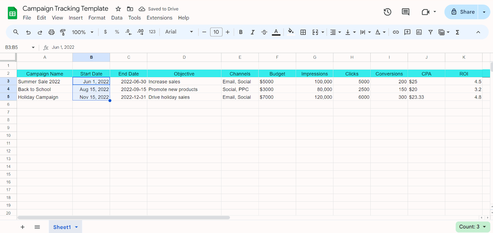 Free Campaign Tracking Template for Google Sheet - DocsJam