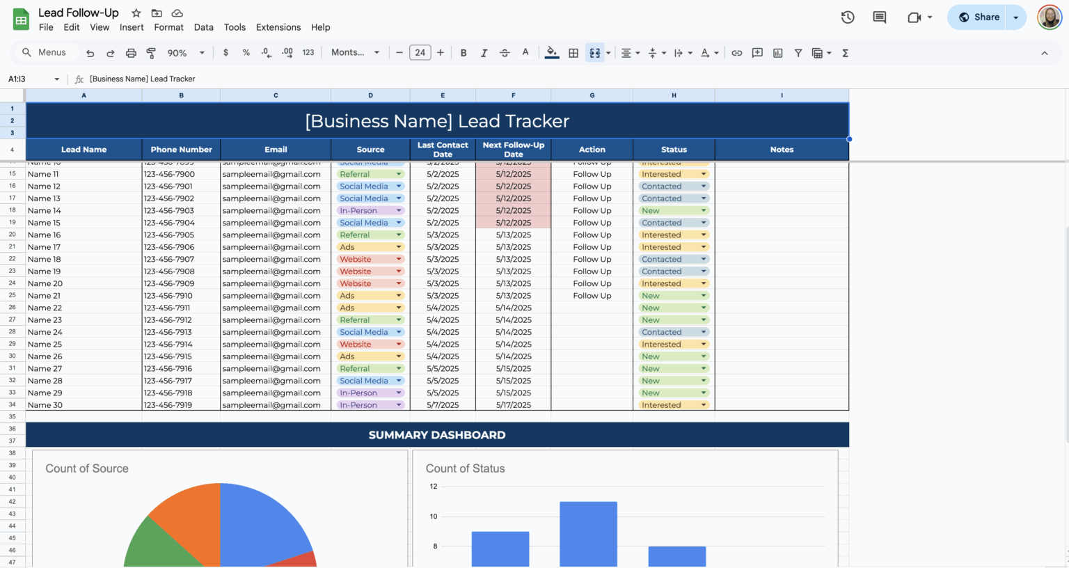 Free Lead Follow-Up Tracker Template for Google Sheets - DocsJam