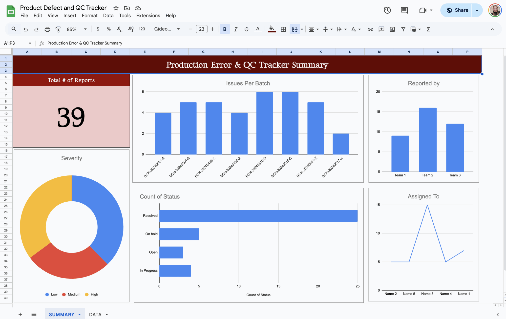 Free Product Defect and Quality Issue Tracker Template for Google ...