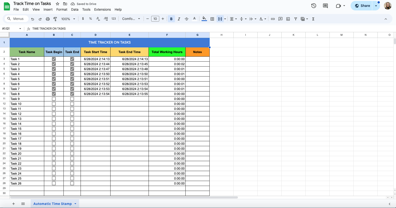 Free Time Tracking Template for Google Sheets - DocsJam