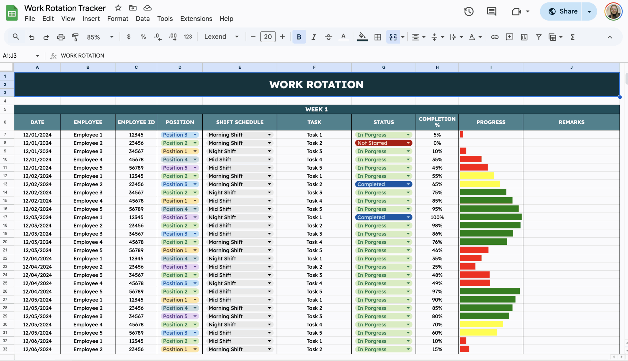 Free Work Rotation Tracker Template for Google Sheets - DocsJam